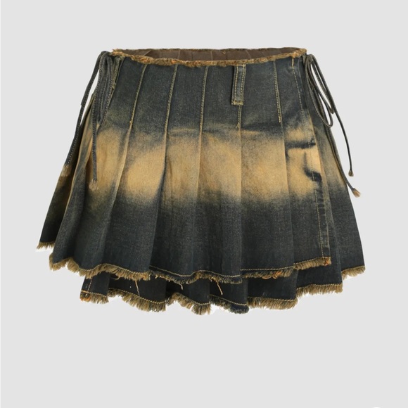 Cider | Skirts | Washed Denim Pleated Skirt | Poshmark